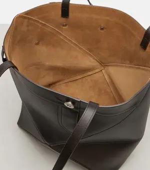 Loewe Puzzle Fold Medium Leather Tote Bag - Brown