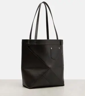 Loewe Puzzle Fold Medium Leather Tote Bag - Brown