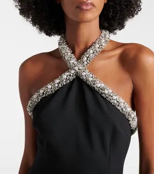 Simkhai Embellished Halterneck Crêpe Gown