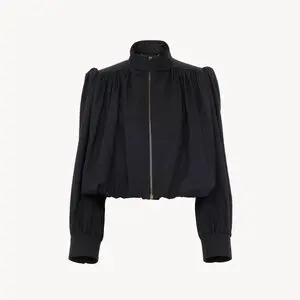 Chloé Gathered Boule Jacket In Canvas - Black
