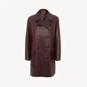 Women's Double-Breasted Leather Coats