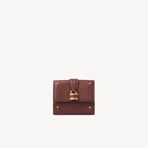 Chloé Paddington Tri-fold In Grained Leather Crafty Brown