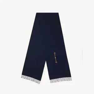 Chloé The Horse Medal Scarf In Wool Single - Navy