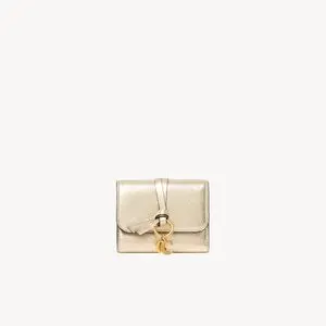 Chloé Small Alphabet Tri-fold In Metallized Leather Single - Light Gold