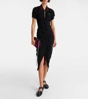 VIVIENNE WESTWOOD Ruched Cotton Midi Dress - Black