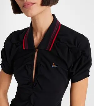 VIVIENNE WESTWOOD Ruched Cotton Midi Dress - Black