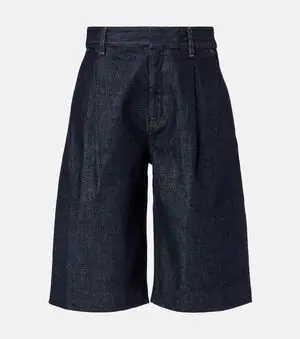 FRAME Tailored Low-rise Denim Wide-leg Shorts