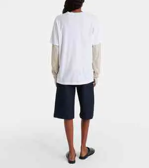 FRAME Tailored Low-rise Denim Wide-leg Shorts