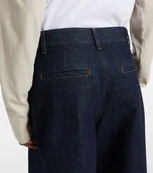 FRAME Tailored Low-rise Denim Wide-leg Shorts