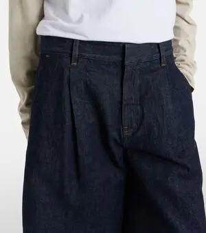 FRAME Tailored Low-rise Denim Wide-leg Shorts
