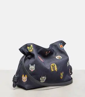 Loewe X Louis Wain Flamenco Cats Medium Canvas Clutch - Blue