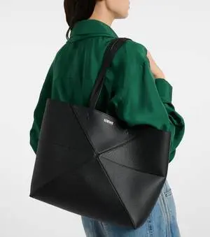 Loewe Puzzle Fold Medium Tote Bag - Black
