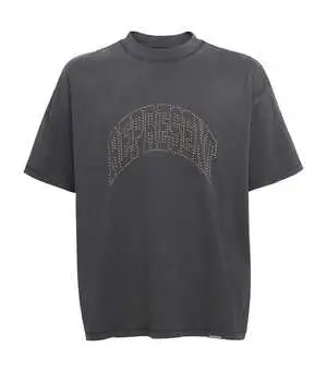 REPRESENT Cotton Embellished Logo T-shirt - Black