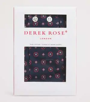 Derek Rose Silk Geo Print Traditional Boxer Shorts
