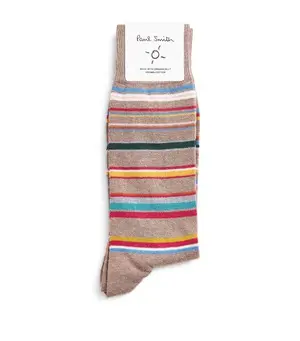 Paul Smith Cotton-blend Striped Socks - Brown