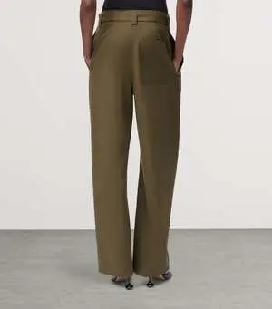 Loewe Cotton-silk Pleated Trousers - Green