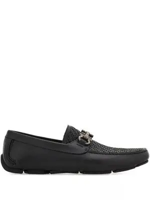 FERRAGAMO Woven Gancini Buckle Loafers