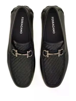 FERRAGAMO Woven Gancini Buckle Loafers