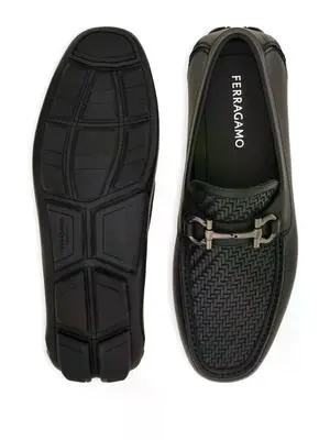 FERRAGAMO Woven Gancini Buckle Loafers