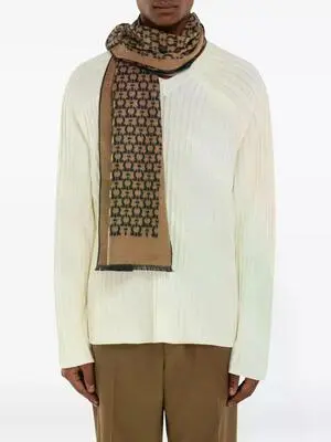 FERRAGAMO Gancini-pattern Silk Scarf - Brown