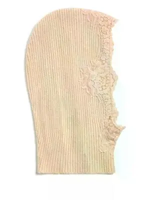Valentino Garavani Cashmere Balaclava With Lace Detailing - Dpt Alabaster