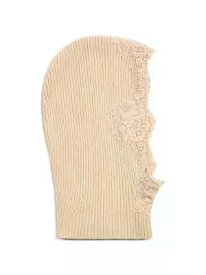 Valentino Garavani Cashmere Hood With Lace Trim And Vlogo Signature - Neutrals