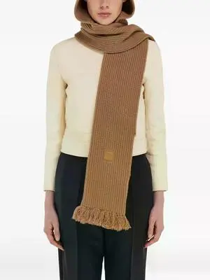 FERRAGAMO Hooded Fringe Knitted Scarf - Brown