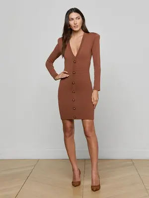 L'Agence Taru Button-front Mini Dress