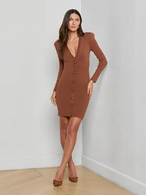L'Agence Taru Button-front Mini Dress