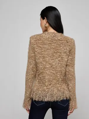 L'Agence Azure Fringe Cardigan Blazer