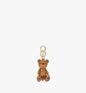Mcm Park Bear Charm In Visetos - Cognac