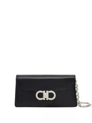 FERRAGAMO Crystal-embellished Chain Clutch Bag - Black