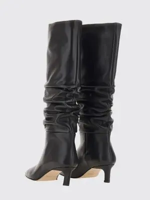 ALOHAS Draped Knee-high Boots In Smooth Leather - Black