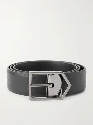 Canali 3.5cm Leather Belt - Black