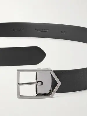 Canali 3.5cm Leather Belt - Black