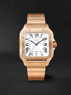 CARTIER Santos De Large Automatic 39.8mm 18-karat Rose Gold Watch - White