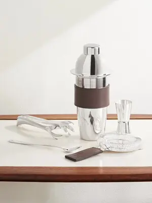 Brunello Cucinelli Stainless Steel And Leather Cocktail Set - Brown