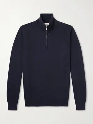 Brunello Cucinelli Fitted Half-zip Cashmere Sweater - Blue