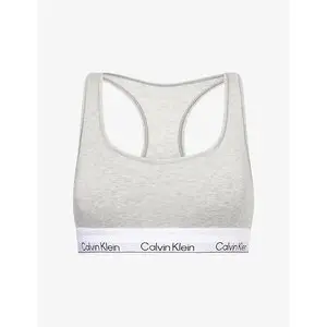 Calvin Klein Icon Branded Cotton And Modal-blend Bralette - Grey Heather