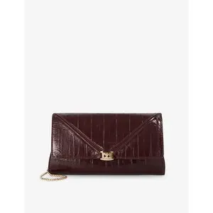 DUNE Bee Leather Clutch Bag - Burgundy Leather