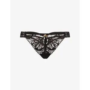 AUBADE After Hours Floral-embroidered Lace Briefs - Black