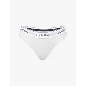 Calvin Klein Icon Branded Cotton And Modal-blend Thong - White