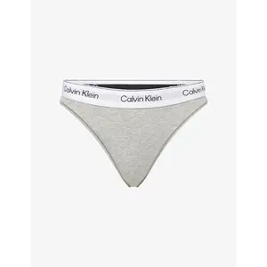 Calvin Klein Icon Branded Cotton And Modal-blend Tanga Briefs - Grey Heather