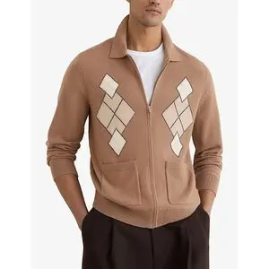 REISS Argyle Wool Cardigan