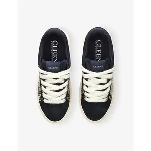 CLEENS Ace Embroidered Suede Trainers - Navy