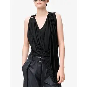 Loewe Draped Sleeveless Stretch-woven Top - Black