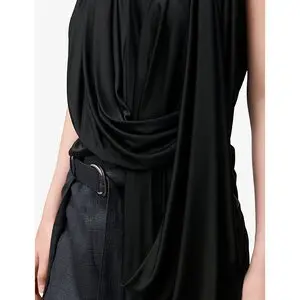 Loewe Draped Sleeveless Stretch-woven Top - Black