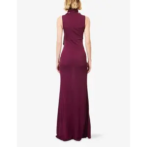 Alaïa High-neck Bow Woven Maxi Dress