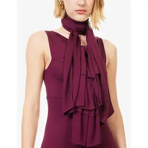 Alaïa High-neck Bow Woven Maxi Dress