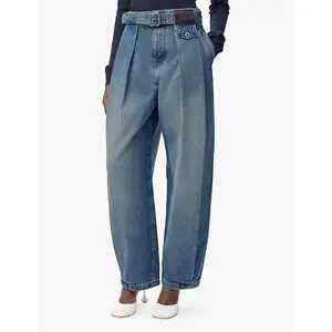 Loewe Pleated Wide-leg Denim Trousers